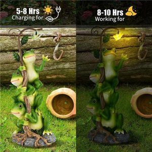 Accents | Frog Garden Decor Outdoor Resin Solar Frogs Butterfly Statues ...